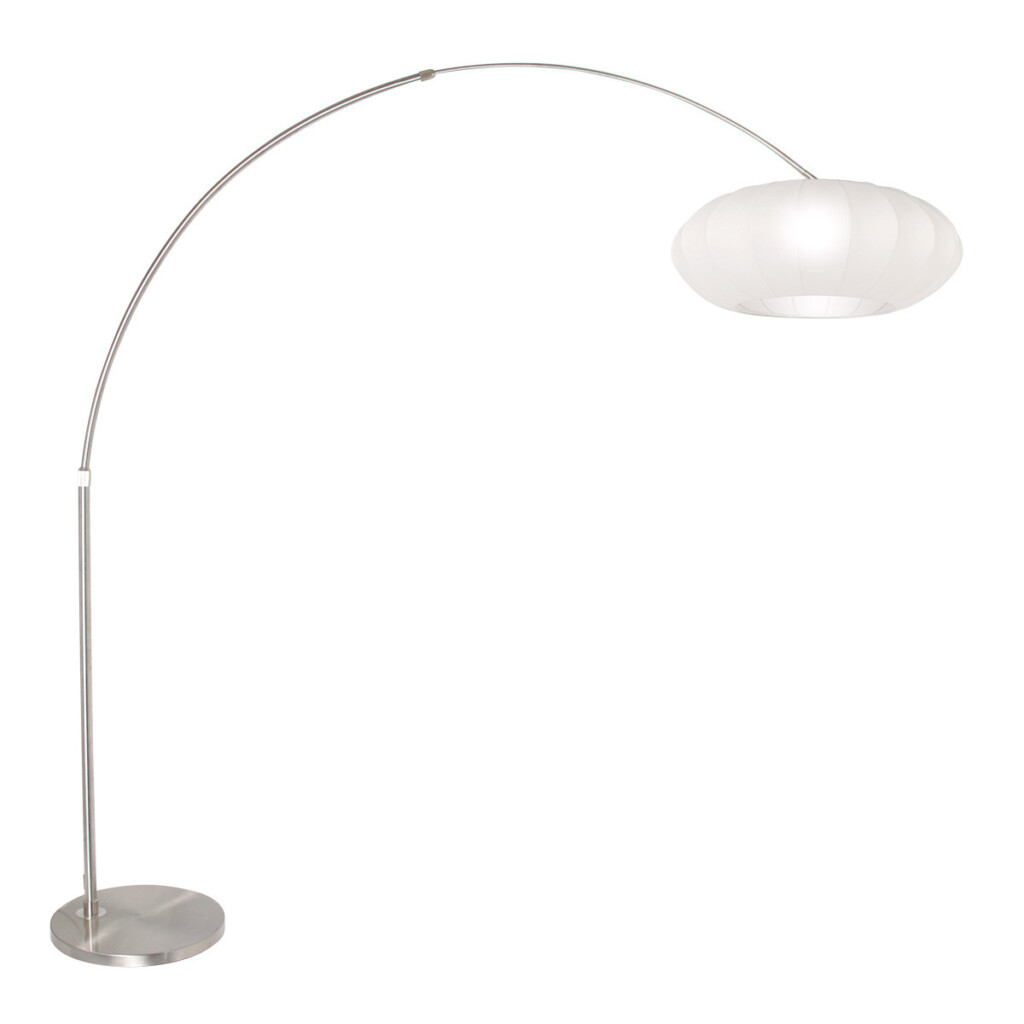 Lámpara de pie curva con estructura metálica y tulipa blanca Steinhauer ...