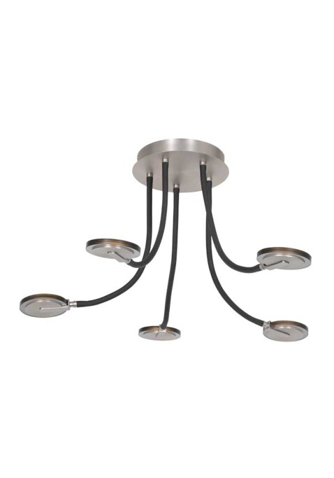 5 luces techo modernas Steinhauer Turound acero y transparente y negro ...