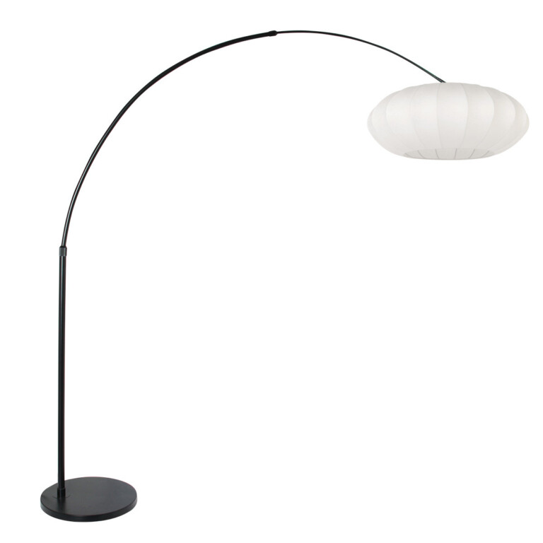 Lámpara de pie curva en negro con tulipa blanca Steinhauer Sparkled ...